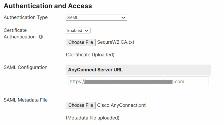 Certificate and SAML Based Authentication with AnyConnect VPN